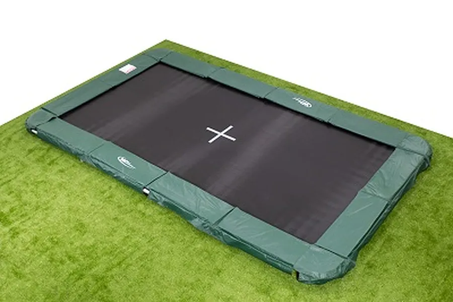 Why our rectangle in-ground trampolines have legs - Web and Warehouse